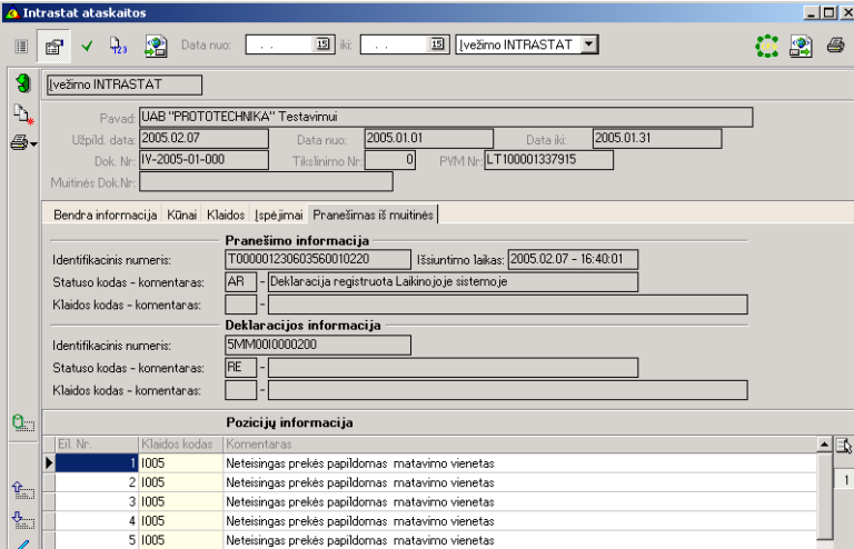 Intrastat ataskaitos - PROTOTECHNIKA
